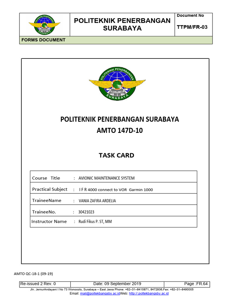 Task Card Nav System IFR and G1000 | PDF | Aircraft | Electronics