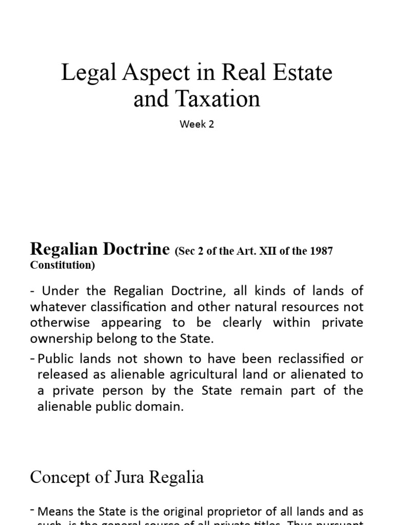 Regalian Doctrine and Land Ownership in PH | PDF | Property | Ownership