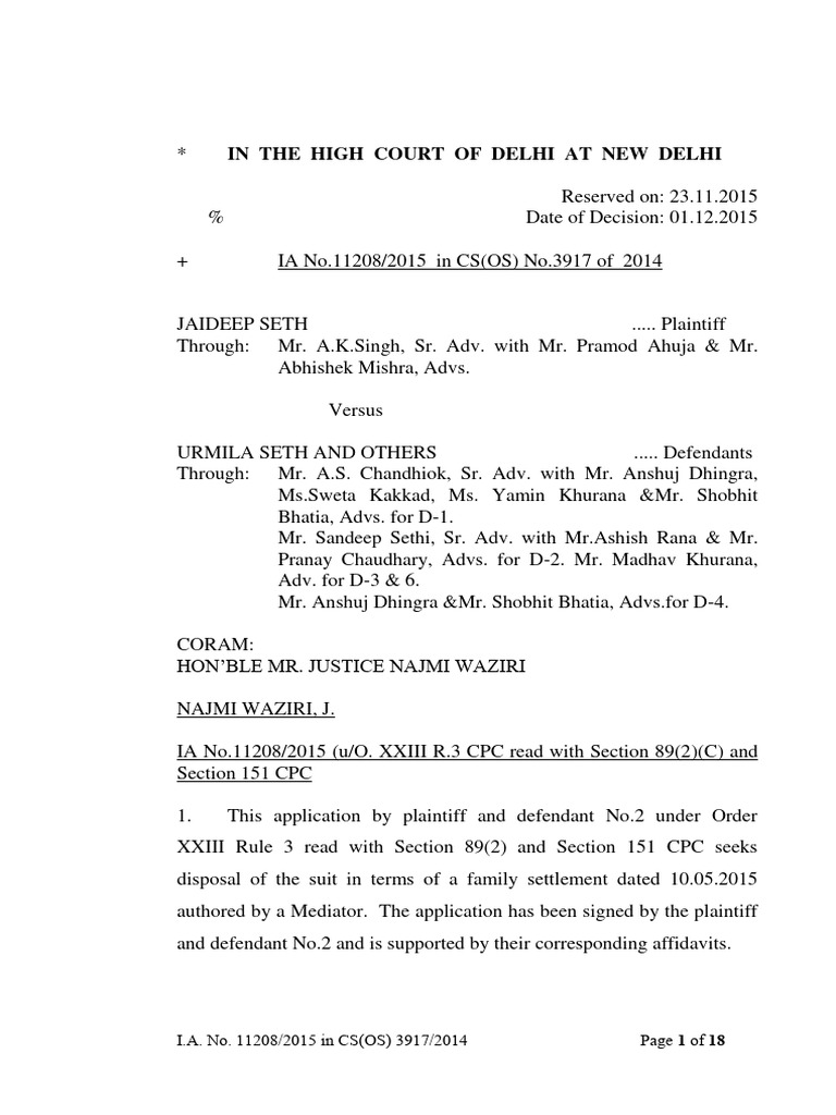 O 23 R 3 - Family Setllement | PDF | Mediation | Lawsuit
