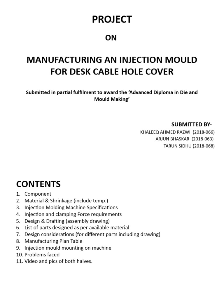 Injection mould of desk grommet cable hole cover ppt 2 | PDF | Grinding ...
