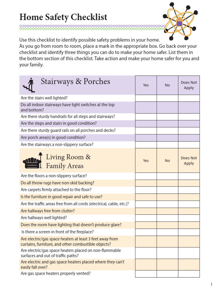 Home Safety CheckList Print | PDF | Bathroom | Stairs