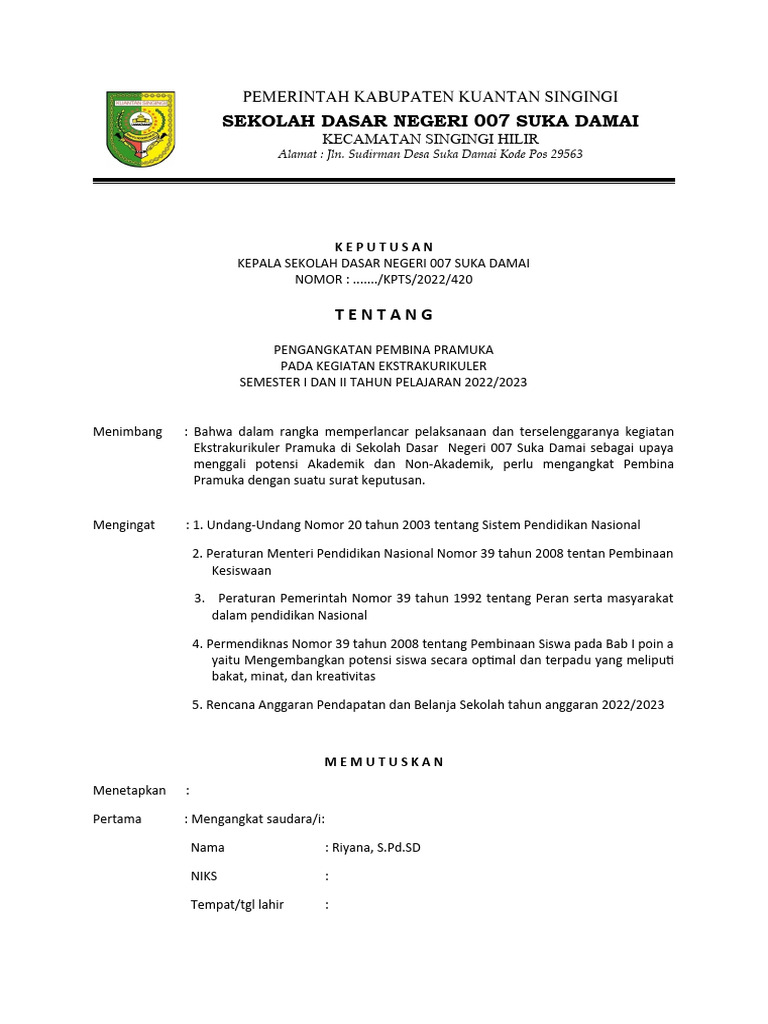 SK Pembina Pramuka | PDF