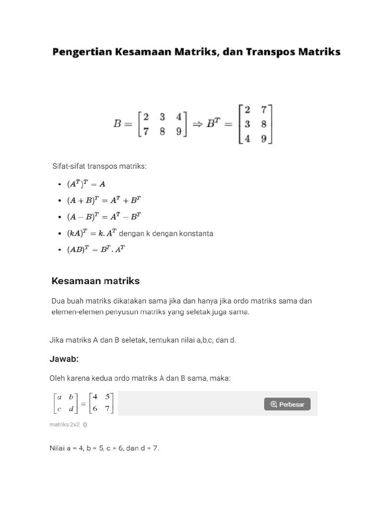 Tranpose Matrik | PDF
