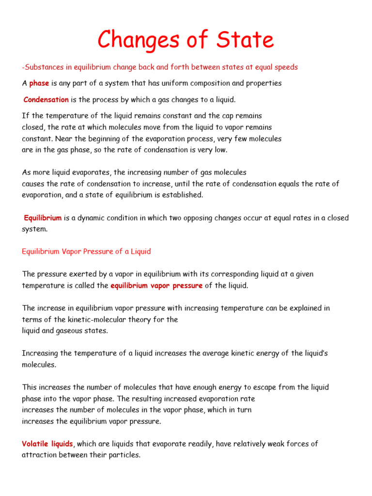 Changes of State | PDF | Evaporation | Phase (Matter)
