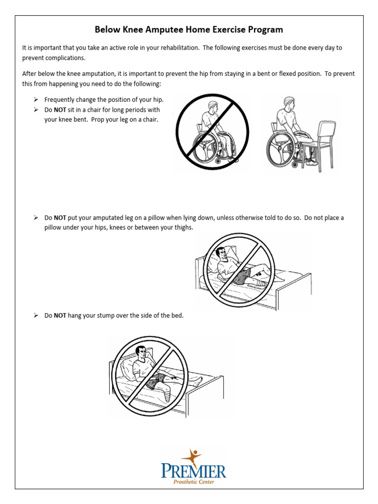 Premier Prosthetic Center - Below Knee Amputee Home Exercise Program ... Premier Prosthetic Center - Below Knee Amputee Home Exercise Program ...