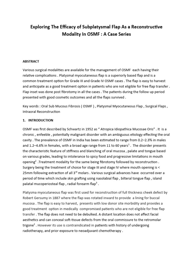Article On Subplatysmal Flap | PDF | Medical Specialties | Clinical ...