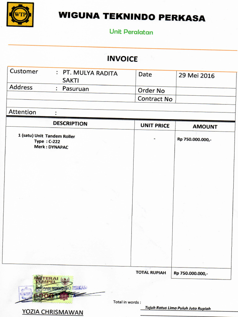 Invoice Tandem Roller C-222 | PDF