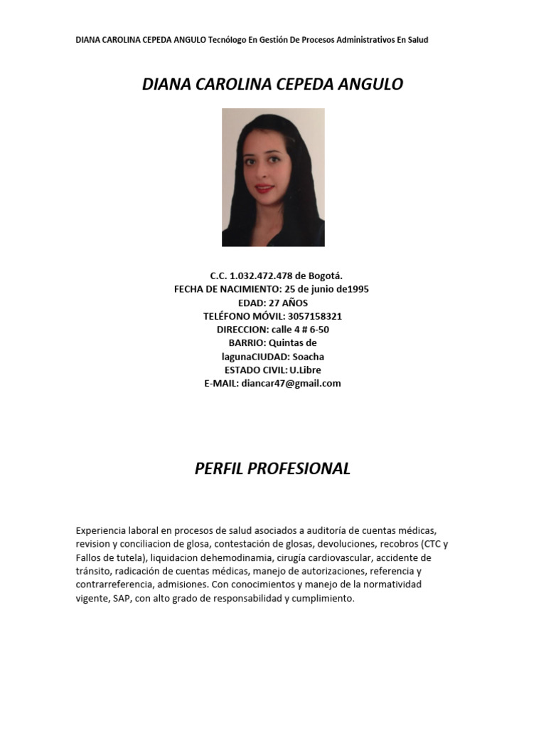 Hoja de Vida Carolina Cepeda | PDF | Bogotá