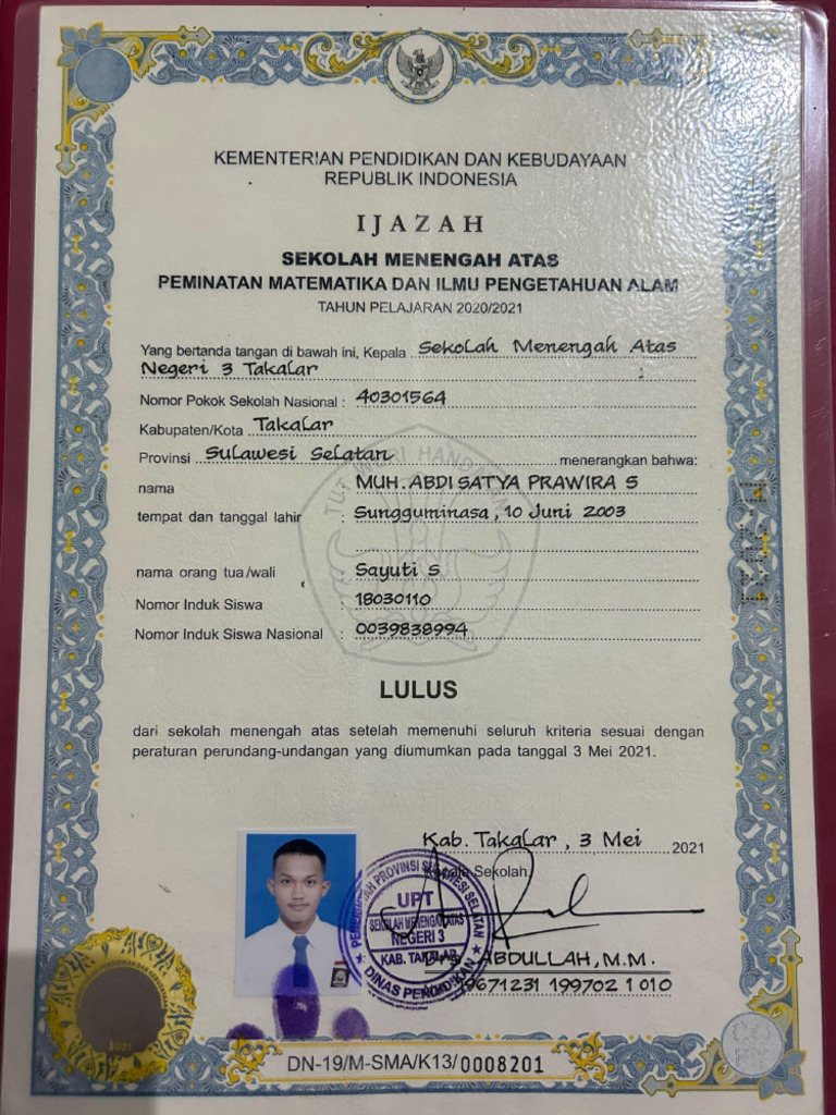 Ijazah SMA | PDF