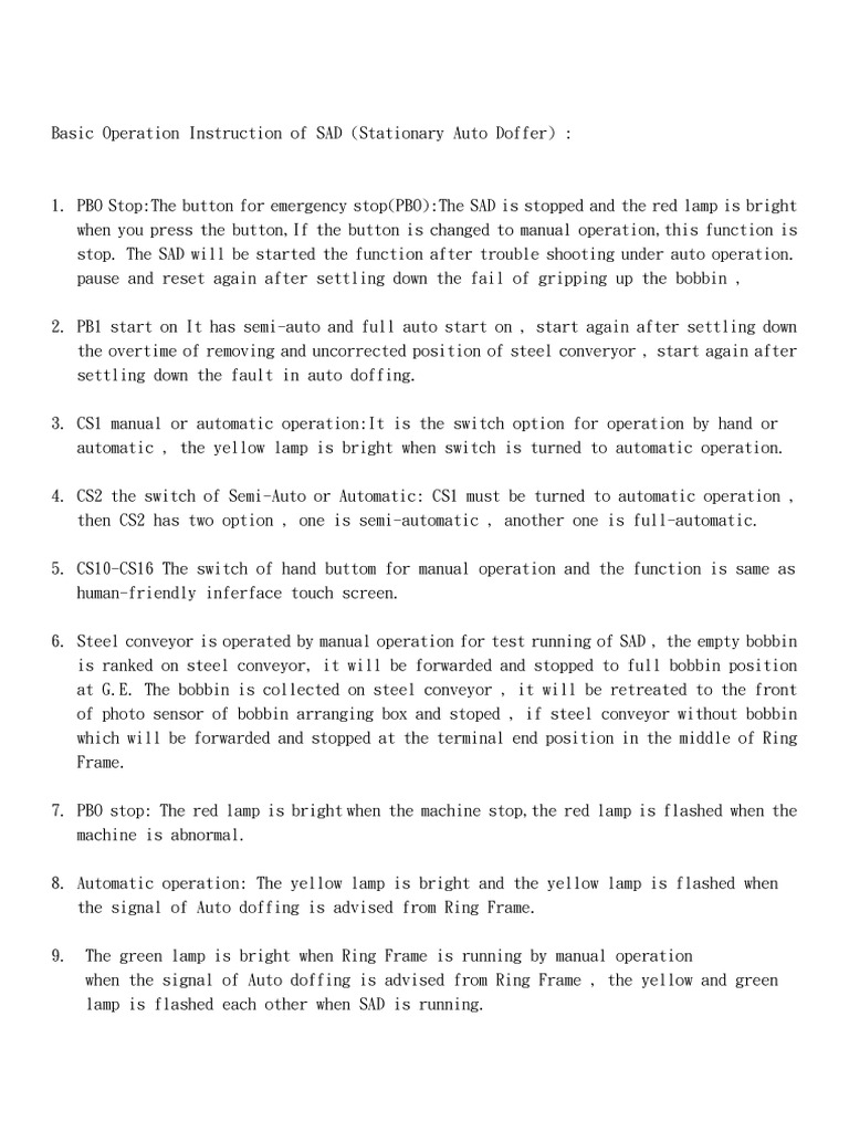 OPERATION of Auto Doff Mingintex On RF Zinser 319 Textile | PDF ...