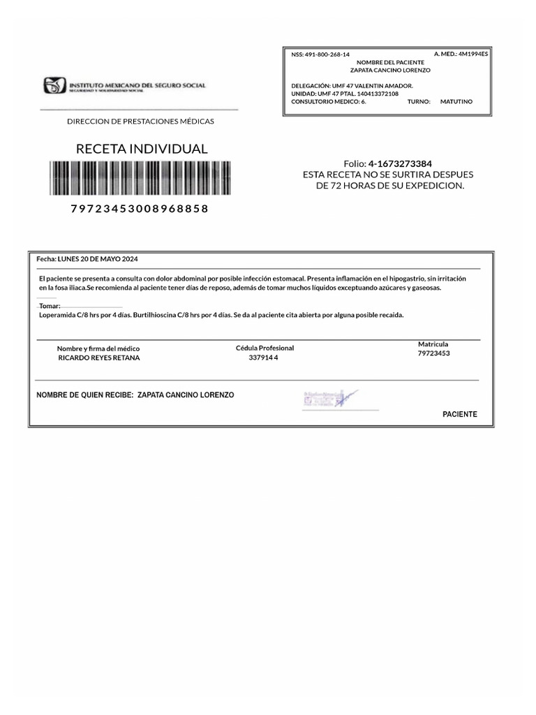Receta IMSS - PDF - 1 | PDF