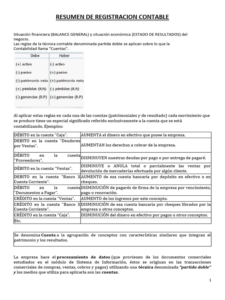 Resumen de Registracion Contable | Descargar gratis PDF | Contabilidad ...