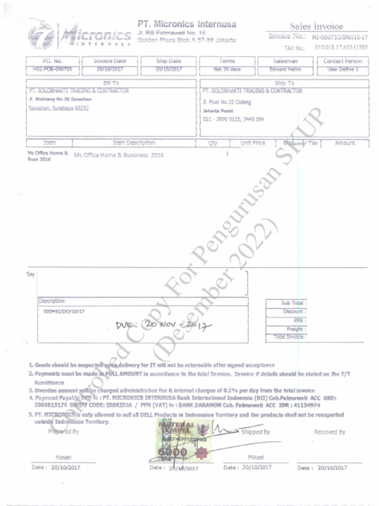 Bukti Pembelian 1 Unit Ms Office 2016 | PDF