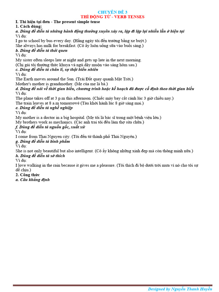 Chuyên Đề 3 - Verb Tenses | PDF