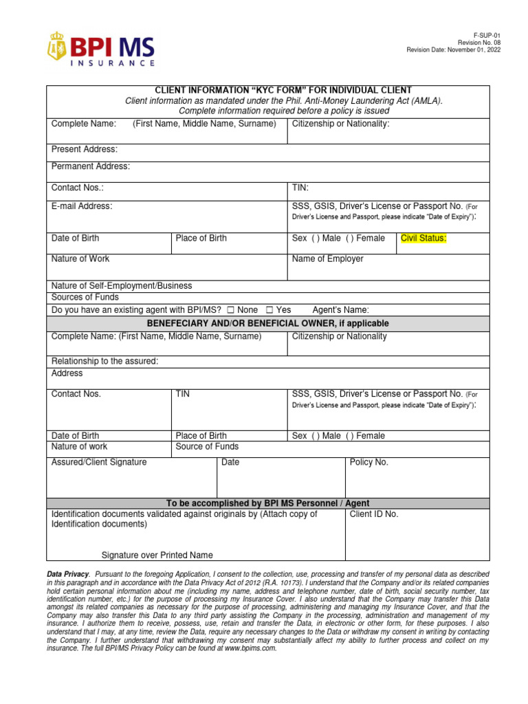 Know Your Client (KYC) - Individual | PDF | Identity Document | Insurance