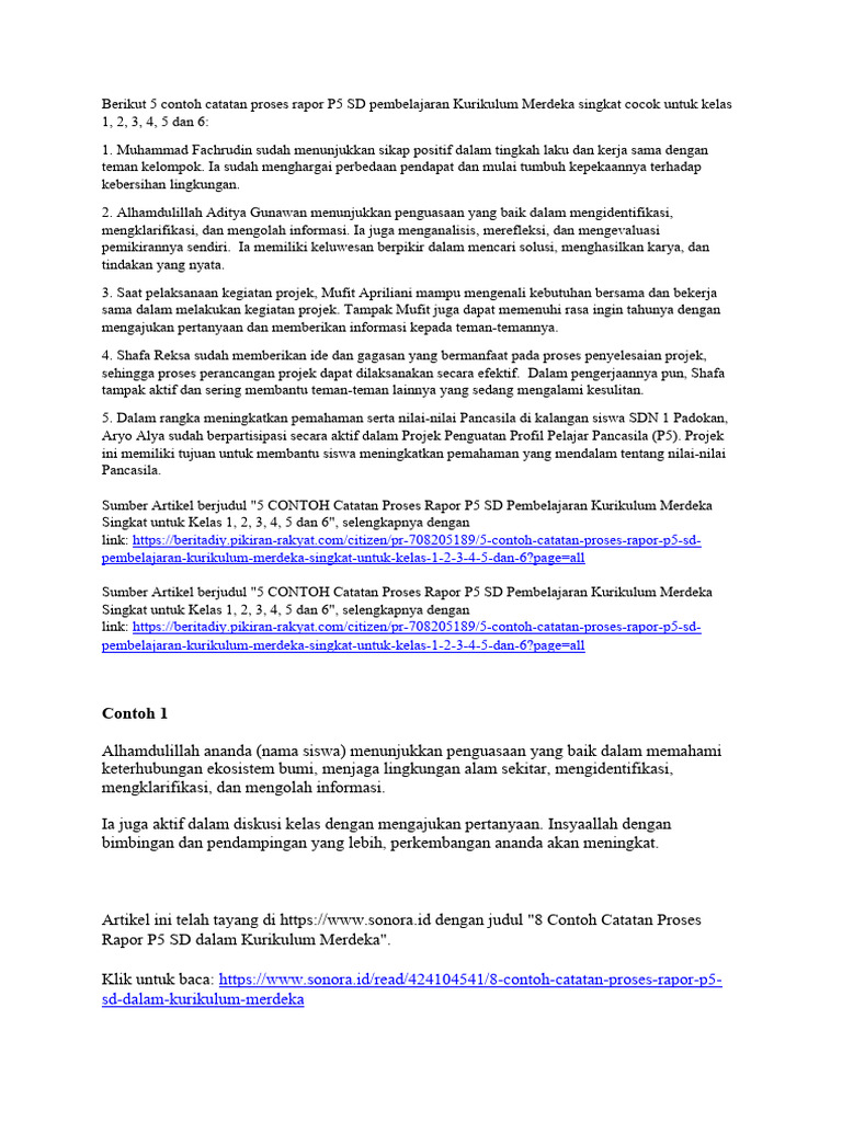Catatan Proses p5 Rapor | PDF