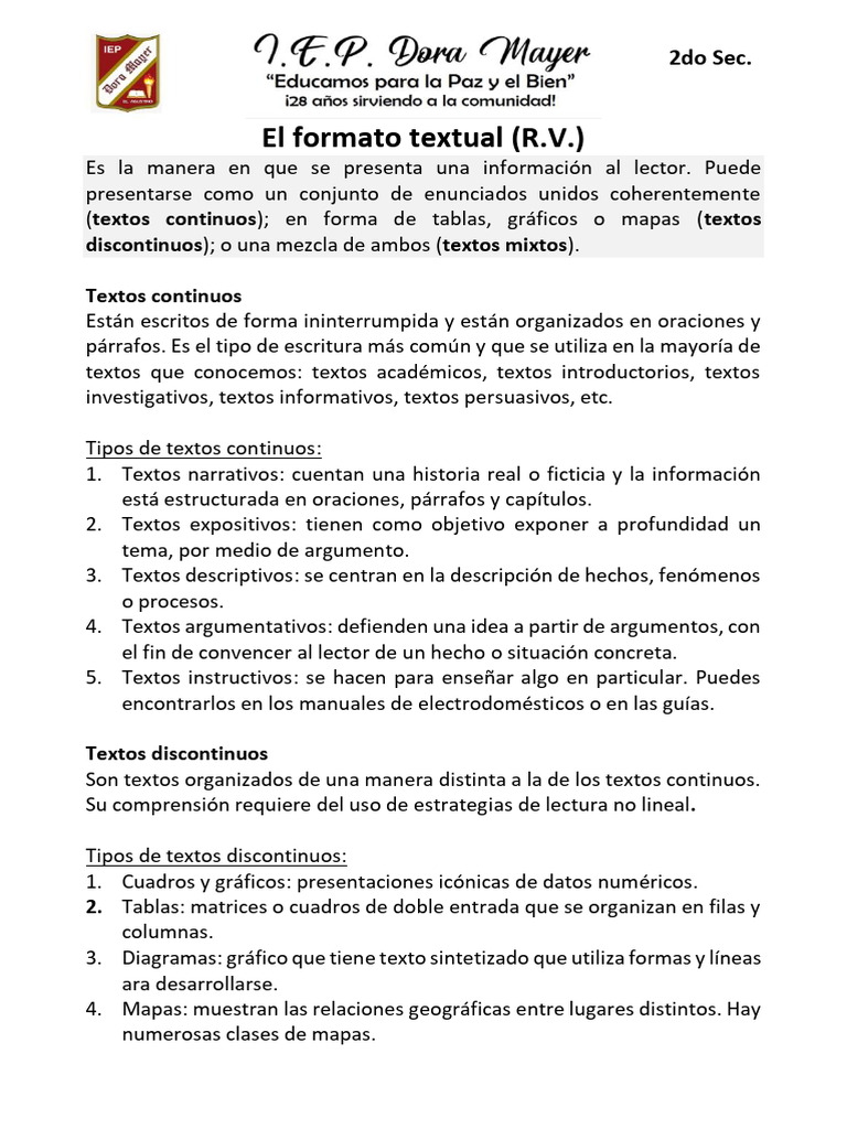 El formato textual 1roRV | PDF