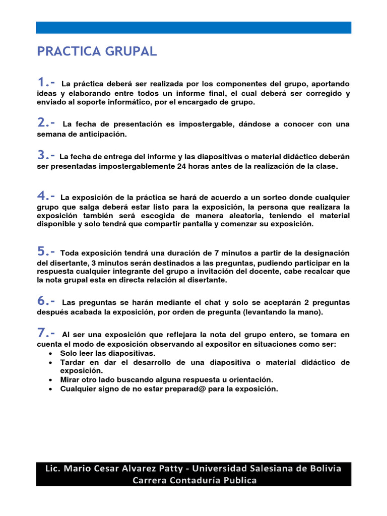Observaciones de Practica Grupal e Individual | PDF