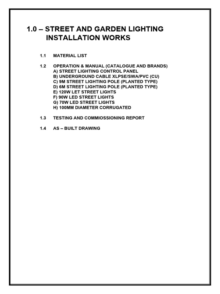 Operation and Manual Street Lighting Tbd2 | PDF
