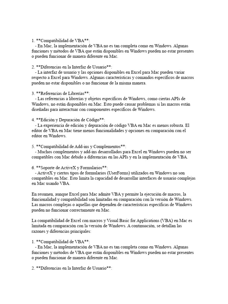 Compatibilidad de VBA | PDF | Microsoft Excel | Mac OS