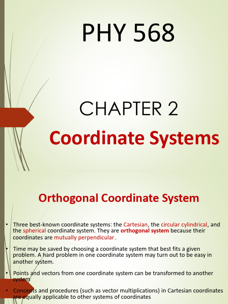 PHY568 Lec 4 Curvelinear Orthogonal Coordinates | PDF | Euclidean ...