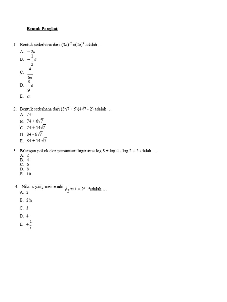 Bentuk Pangkat | PDF