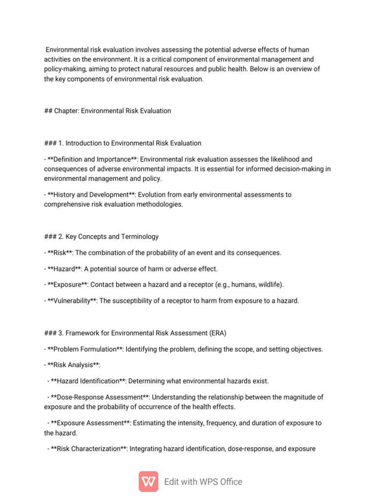 Environmental Risk Evaluation | PDF | Risk | Hazards