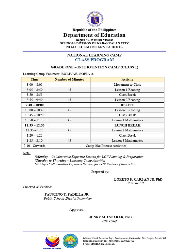 NLC-Class-Teachers-Program - Bolivar | PDF | Learning | Behavior ...