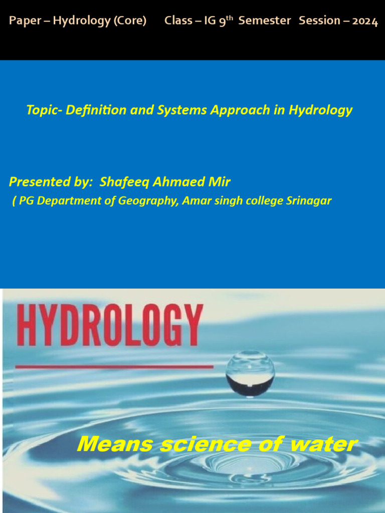 Systems Approach in Hydrology Explained | PDF | Water Cycle | Hydrology