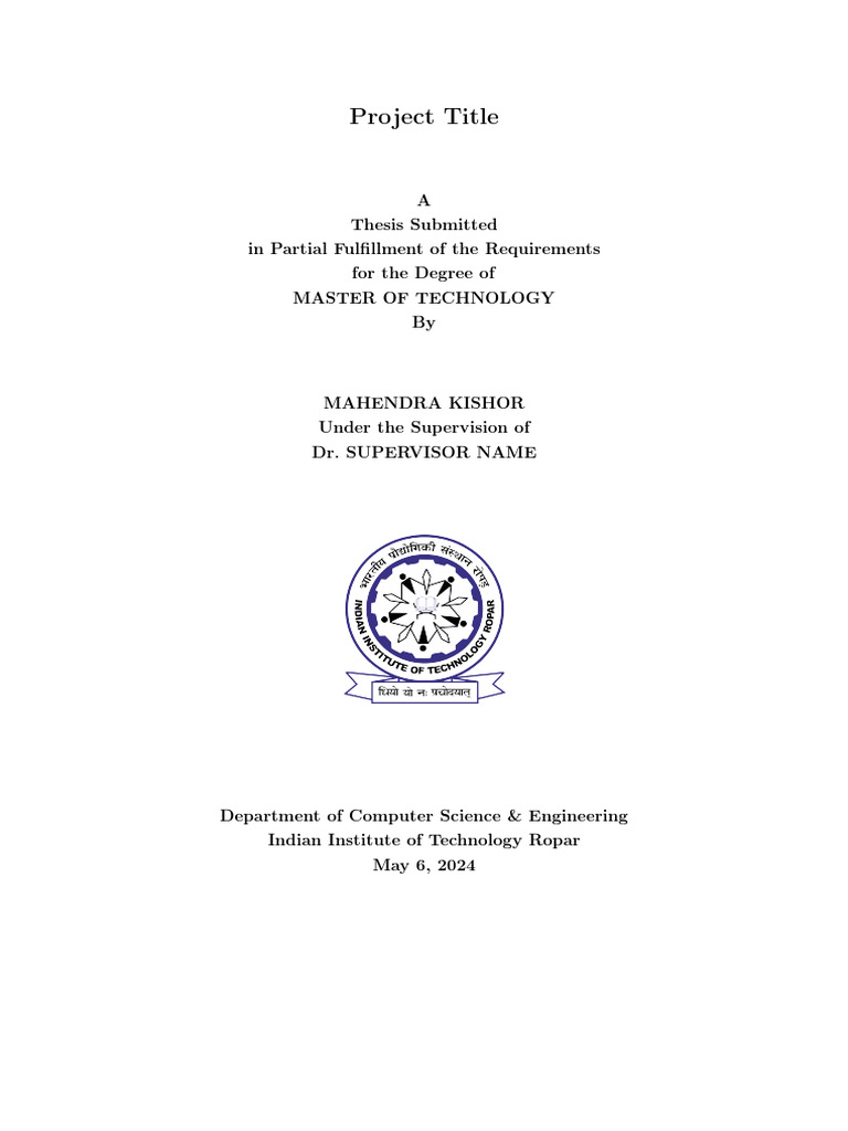 IITRpr Masters Thesis Template | Download Free PDF | Deep Learning ...