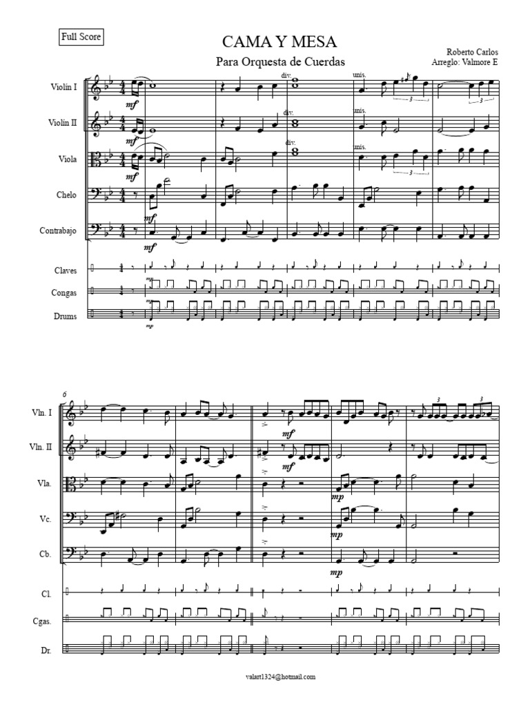 Cama y Mesa - Score PDF | PDF