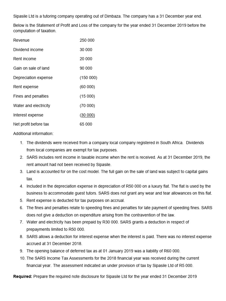 Class Example PandL Disclosure - Question and Suggested Solution - 2023 ...