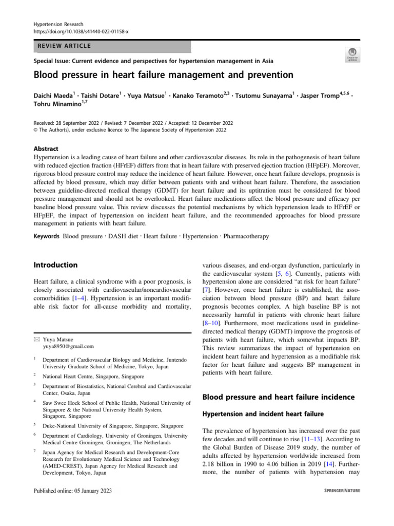 Blood Pressure Management in Heart Failure | PDF | Heart Failure ...