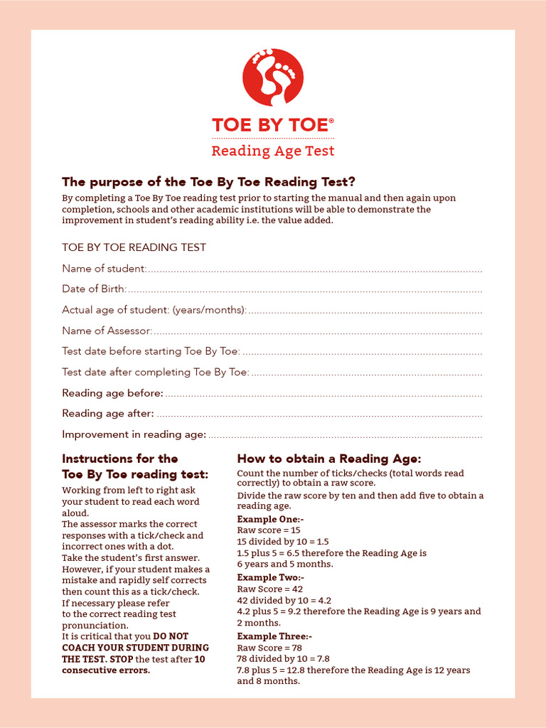 New 2019 Reading Age Test | PDF | Learning | Reading (Process)