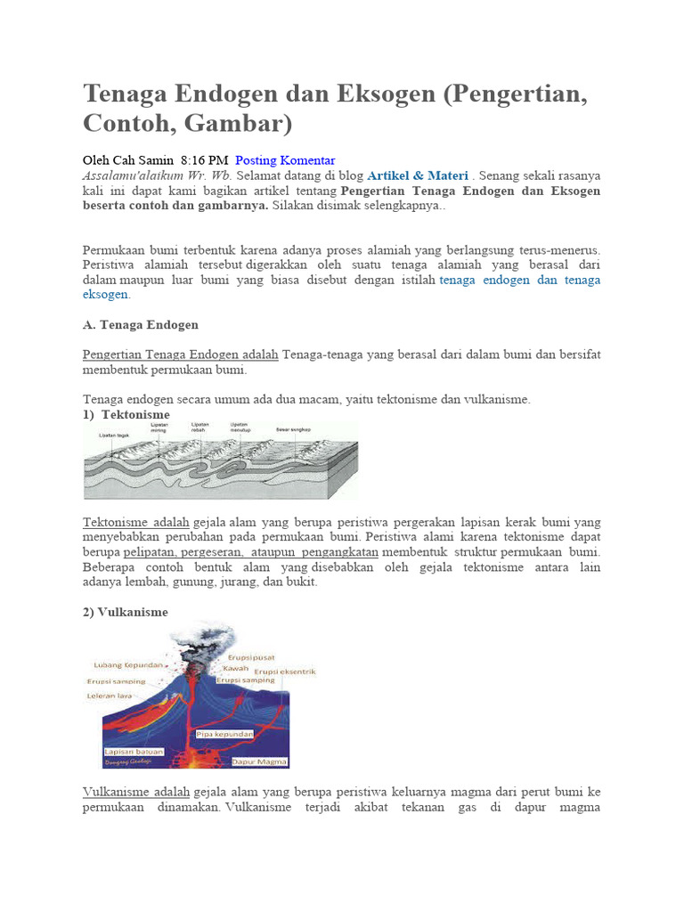 Tenaga Endogen Dan Eksogen Materi Kossmi | PDF | Seni | Sains & Matematika