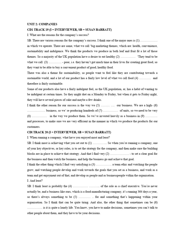 UNIT 2. Companies (Tapescripts) | PDF | Business