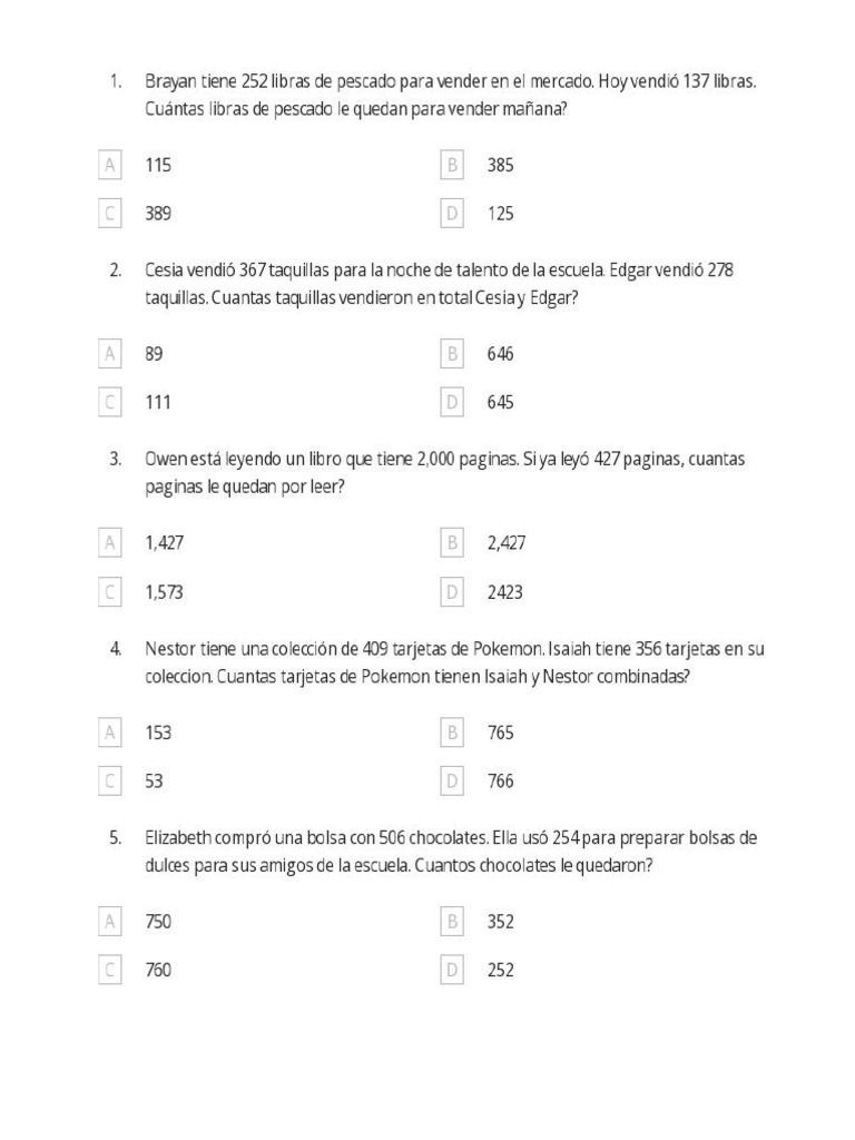 Problemas de Sumas y Restas | PDF