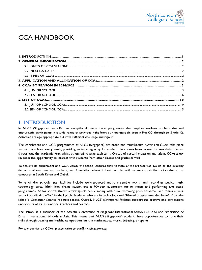 CCA Handbook 2024-25 | PDF