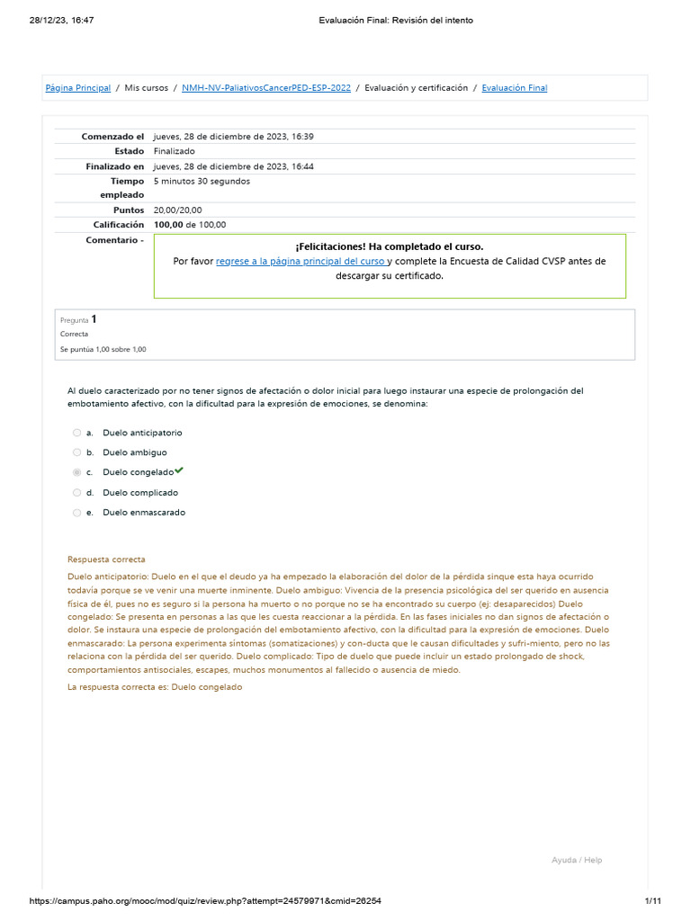 Evaluación Final en Cuidados Paliativos | PDF | Dolor | Cuidados paliativos