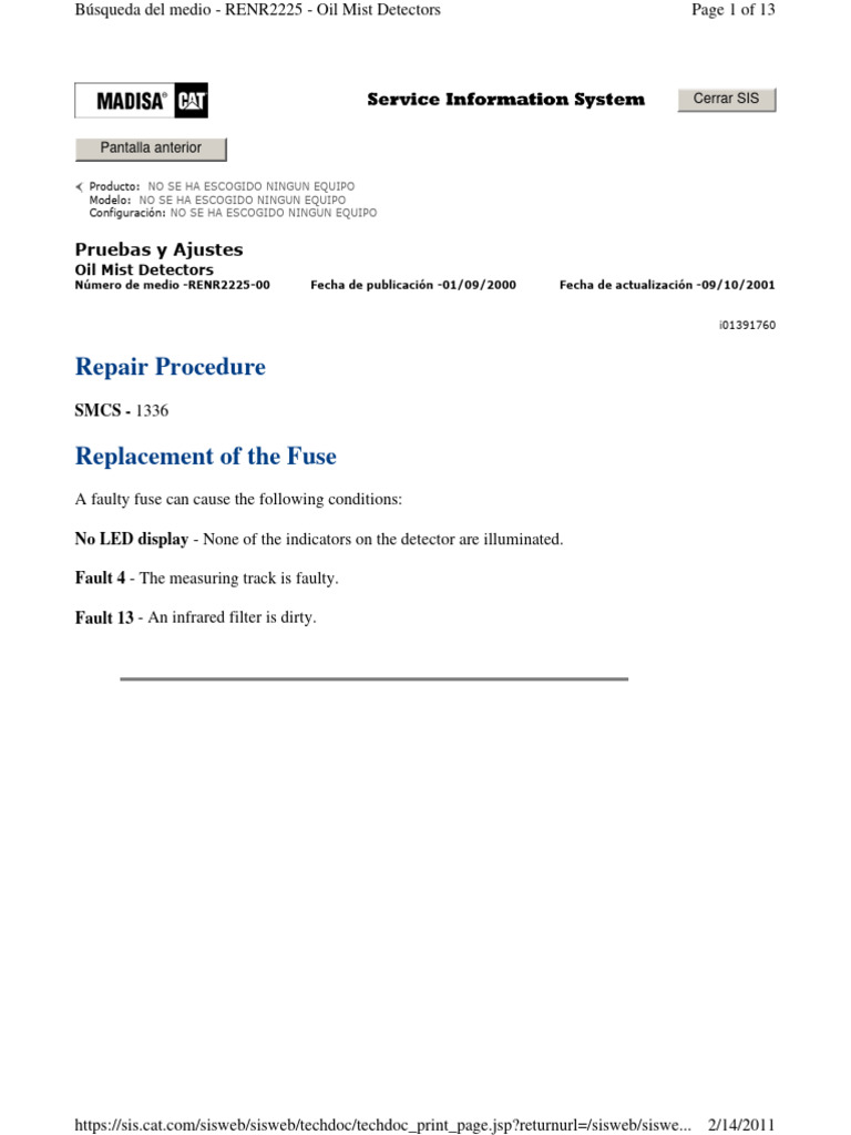 Repair Procedure Oil Mist Detector | PDF | Electrical Connector | Electrostatic Discharge