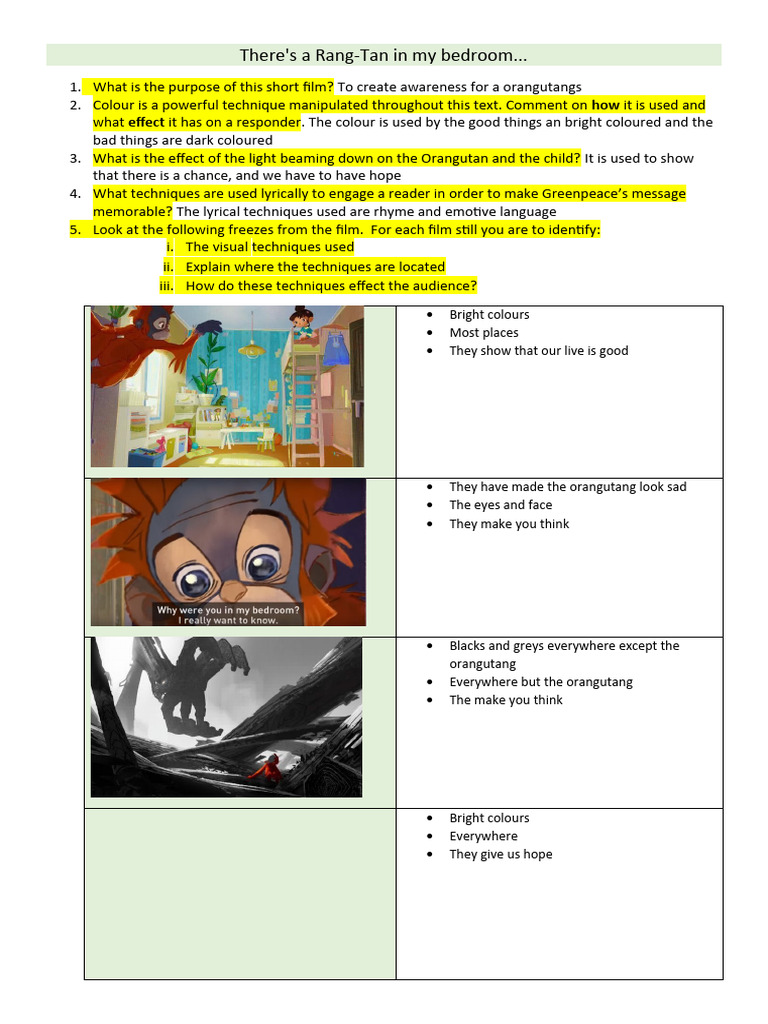 There's A Rang-Tan in My Bedroom - Worksheet | PDF