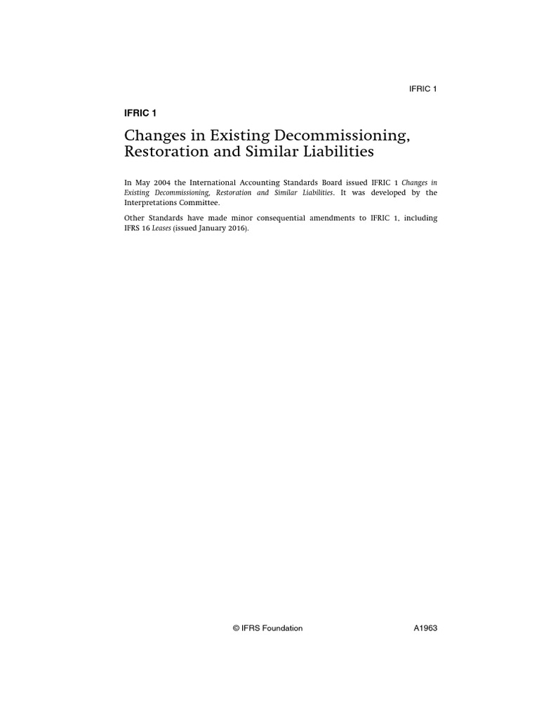 Ifric 1 Changes in Existing Decommissioning Restoration and Similar ...