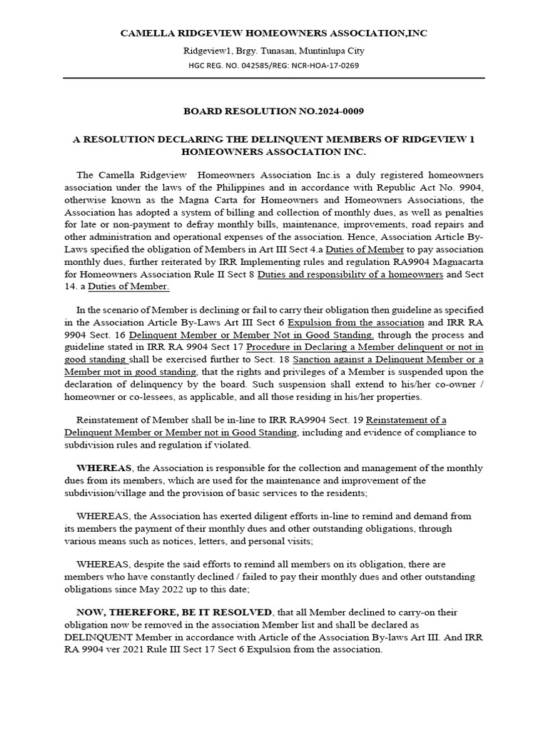 Board Resolution No009 | PDF | Justice | Crime & Violence