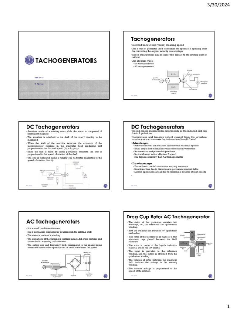 Eee 2415 Tacho-generators | PDF | Electric Generator | Rectifier