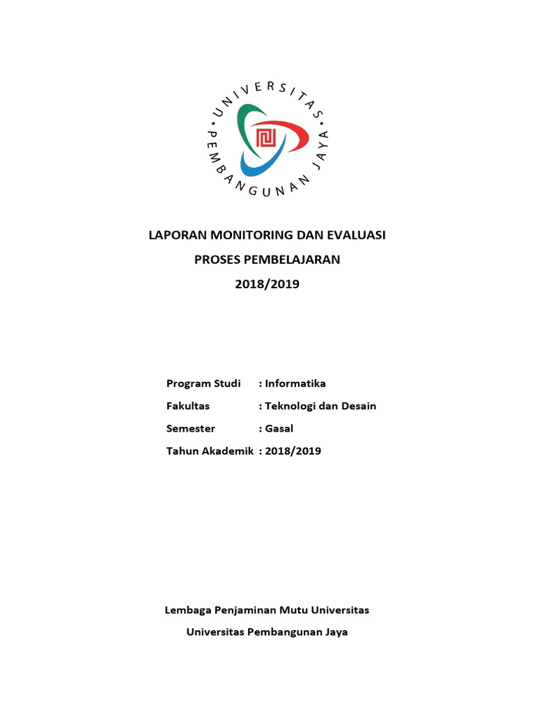 Laporan Monev Proses Pembelajaran - Genap 1819 - INF | PDF