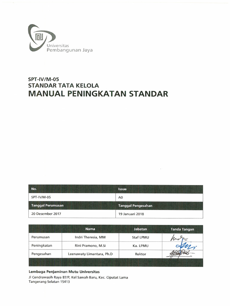 SPT-IV-M Manual Peningkatan Standar Tata Kelola TTP | PDF