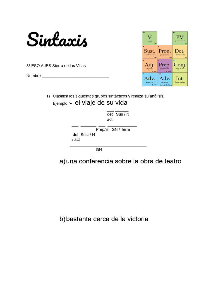 Sintaxis Ejercicios | PDF