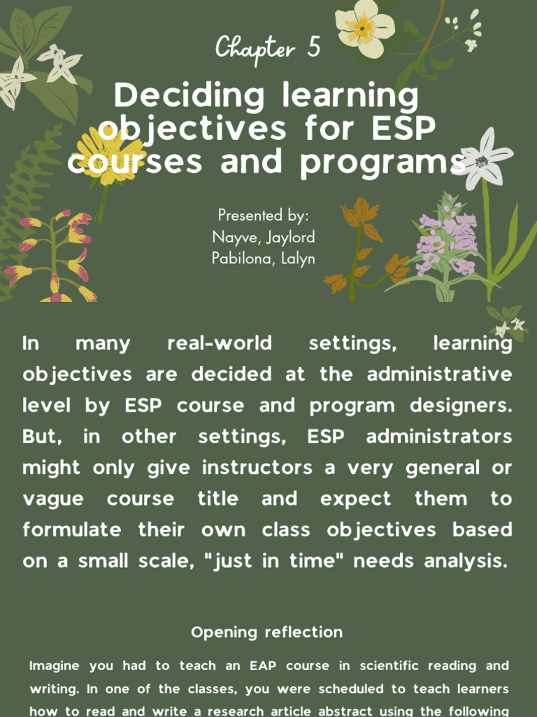 Deciding Learning Objectives For ESP Courses and Programs | PDF ...