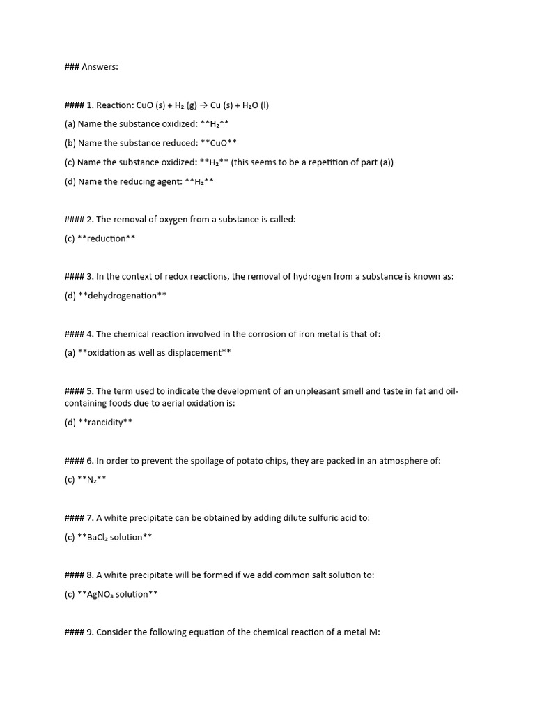 chem qb solutions | PDF | Sodium Chloride | Chemical Reactions