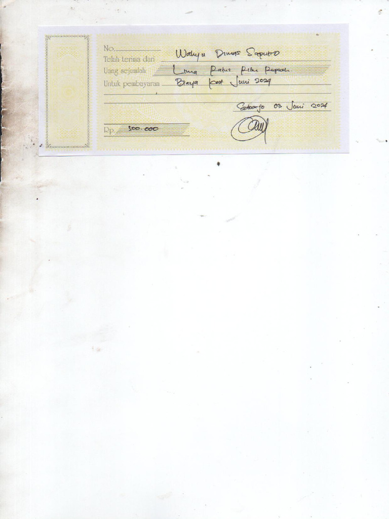 Biaya Kos Wahyu Dimas Saputro Juni 2024 | PDF